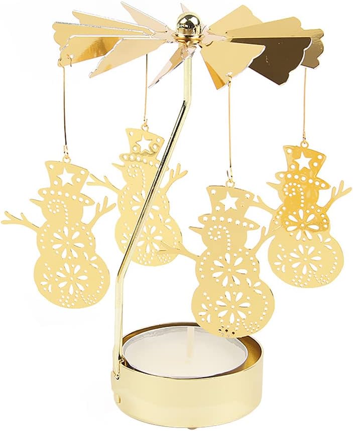 Amazon.com: Surakey Gold Candlesticks Rotating Romantic Candle Rotation ...