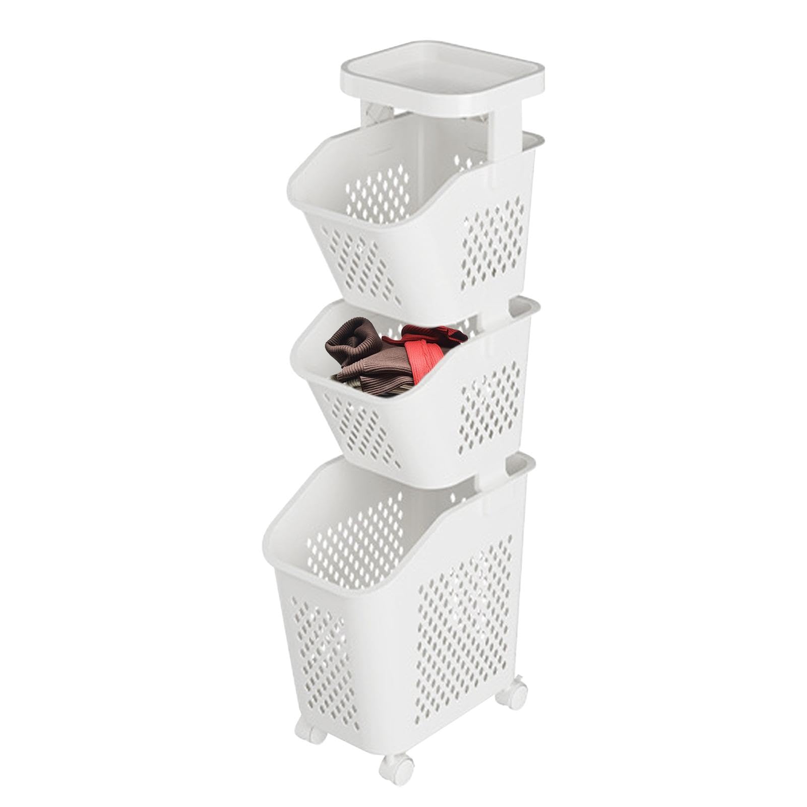 Stackable Laundry Hamper Organizer- 3 Tier Rolling Laundry Hamper ...