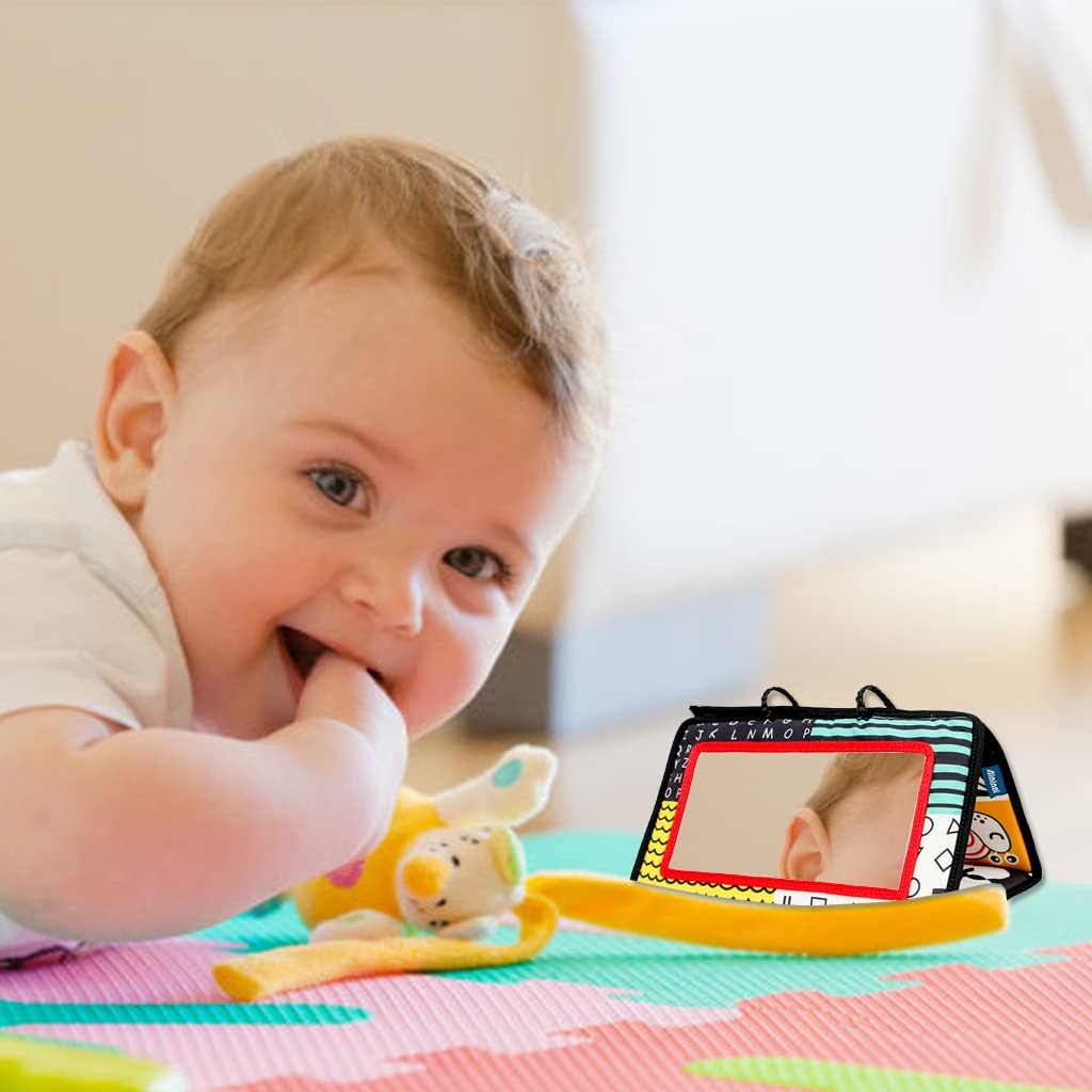 AIPINQI Tummy Time Floor Mirror,High Contrast Developmental Montessori ...