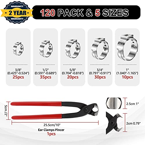 Snapklik.com : 120PCS 5 Sizes PEX Clamps Kit