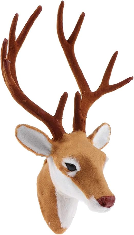VANKOA Plüschtier Hirschkopf Plüschtrophäe Hirsch Trophäe ...
