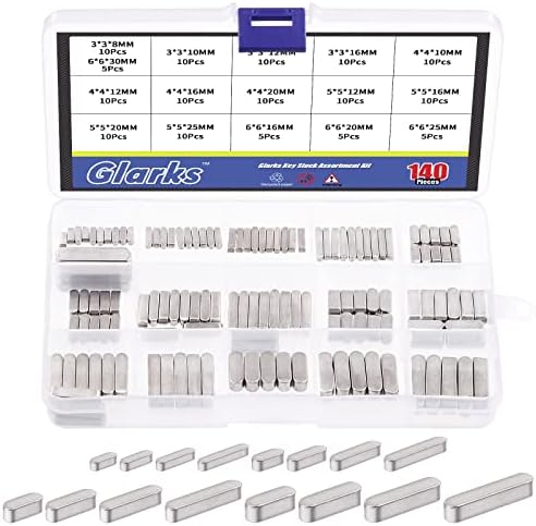 Amazon.com: Glarks 140Pcs 8mm 10mm 12mm 16mm 20mm 25mm 30mm Key Stock ...