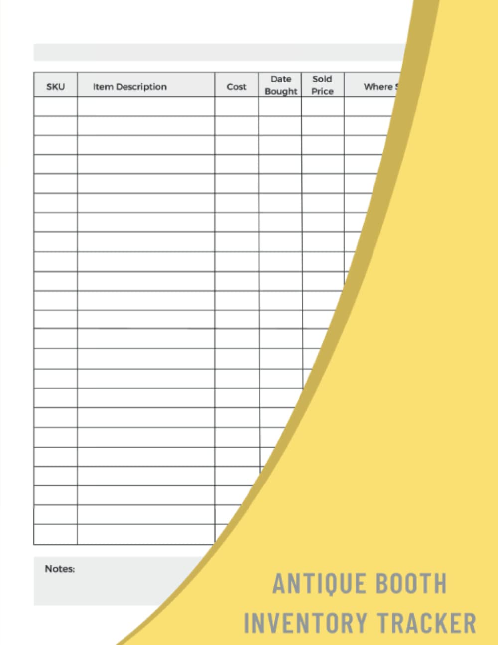 Antique Booth Inventory Tracker: A Log Book For Antique Booth Owners To ...