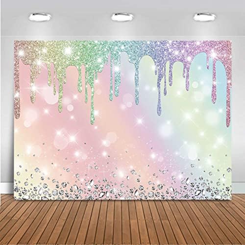 Amazon.com : Mocsicka Rainbow Glitter Backdrop Sweet Women Girls ...