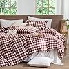 Amazon.com: MooMee Gingham Duvet Cover Set 100% Washed Cotton Linen ...