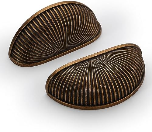 Amerdeco 6 Pack Antique Brass Cabinet Cup Pulls 76mm Hole Centers ...