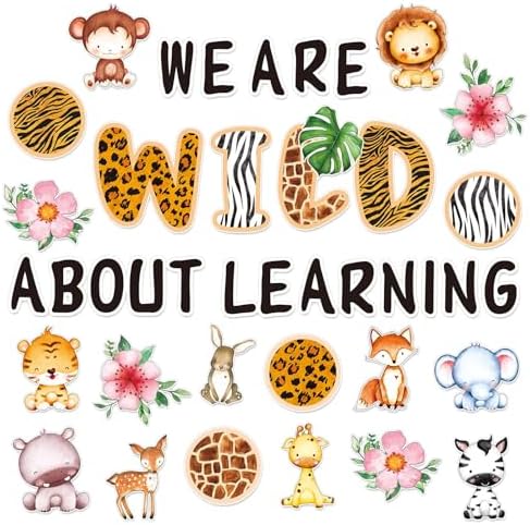 Amazon.com: JarThenaAMCS We are Wild About Learning Bulletin Board Set ...