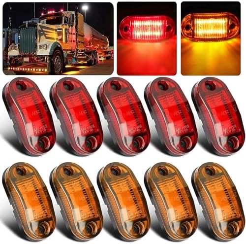 Linkstyle Lot de 10 feux de position 6 LED pour remorque, 12 V-24 V ...