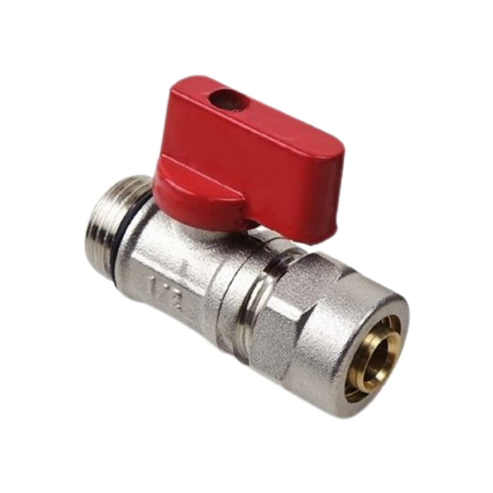 PEX Mini Ball Valve 16x1/2 M/Manifold Isolation VALVES (RED) (16X1/2 ...