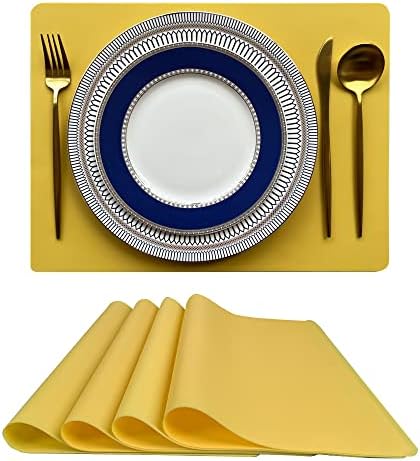 Amazon.com: Placemats, Set of 4 Silicone Dining Table Mats, Heat ...