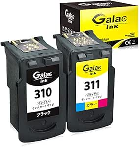 Amazon.co.jp: Galac ink キャノンCanon BC310 XL+BC311 XL 大容量 残量表示付 BC-310+BC-311（ブラック+カラー）2個セット【再生インク ...