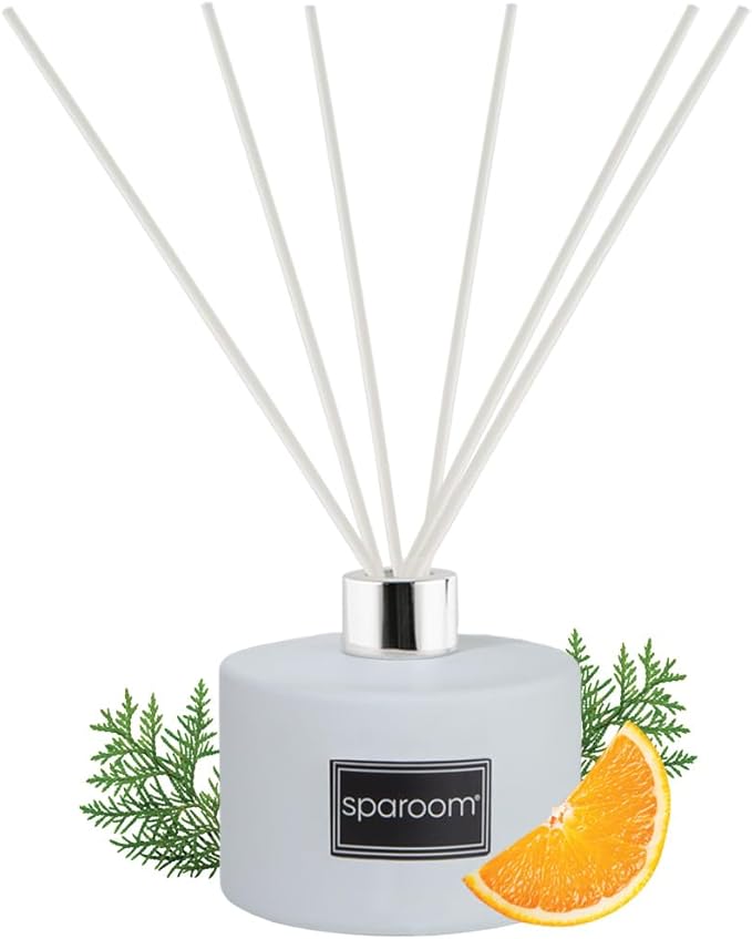 Amazon.com: SpaRoom Premium Glass Essential Oils Reed Diffuser Set, White Diffuser, Cedar Citrus ...