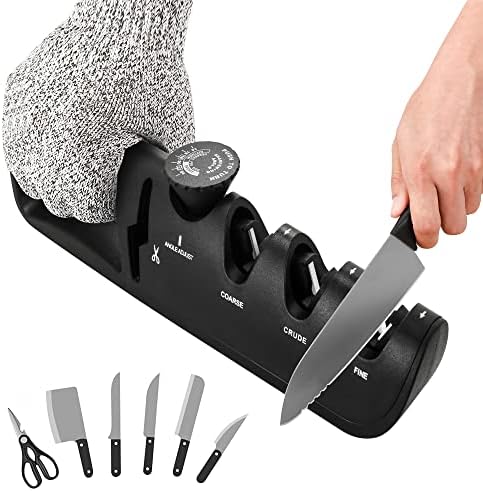 Amazon.com: Knife Sharpeners 4 in 1, Professional Sharpening Stones with Scissor, 6 Step ...