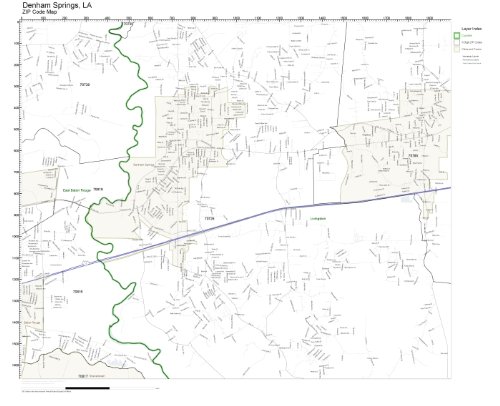 ZIP Code Wall Map of Denham Springs, LA ZIP Code Map Laminated: Amazon ...