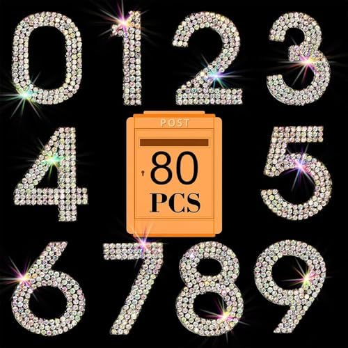 Amazon.com: Locacrystal 80Pcs Bling Rhinestone Numbers Self-Adhesive ...