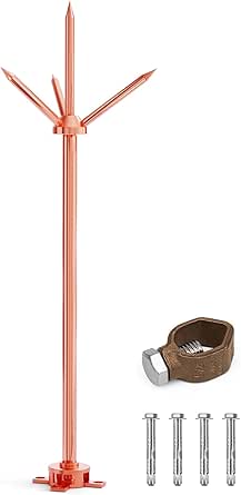Lightning Rod,Copper Lightning Rod with Connection Clamp UL Listed ...