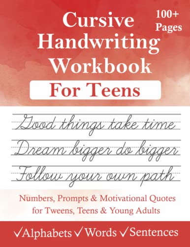Snapklik.com : Cursive Handwriting Workbook For Teens: Cursive Writing ...