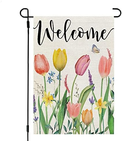 Amazon.com : Welcome Spring Floral Garden Flag 12x18 Double Sided ...