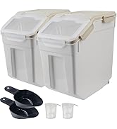 Amazon.com: Rice Container 25 lbs, 2 Packs 15kg Airtight Flour Storage ...