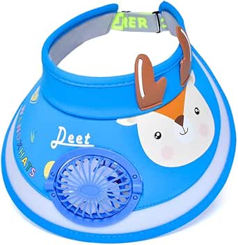 Amazon.com: Kids Sun Visor Hat with Fan Cartoon Cute Sunscreen Empty ...