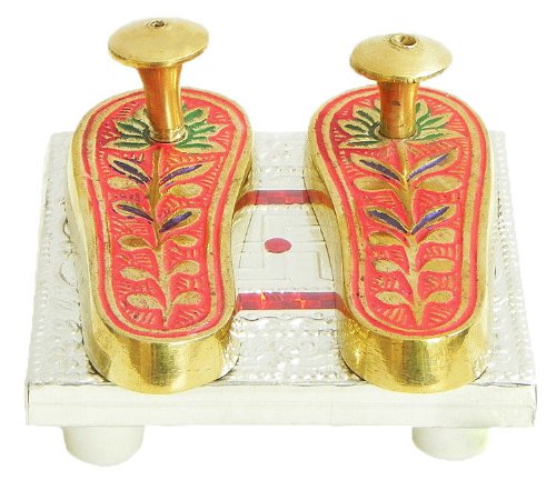 Buy DollsofIndia Meenakari Paduka on Stand - Brass Online at Low Prices ...