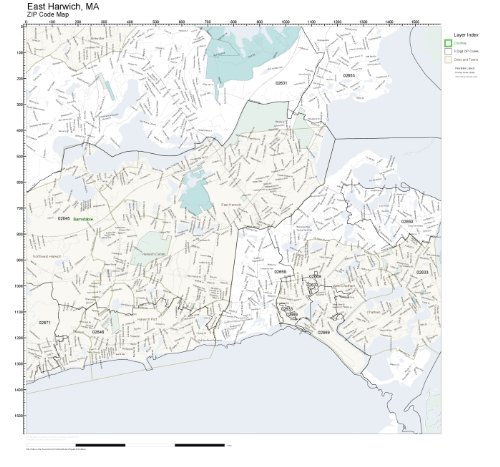 Amazon.com : ZIP Code Wall Map of East Harwich, MA ZIP Code Map Not ...