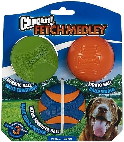 Chuckit! Fetch Ball Medley, Medium, Dog Ball, 3 Pack, Ultra, Fetch and ...