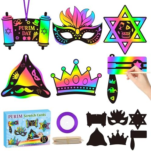 Amazon.com: CY2SIDE Purim Day Scratch Cards - 60PCS Jewish Holiday ...