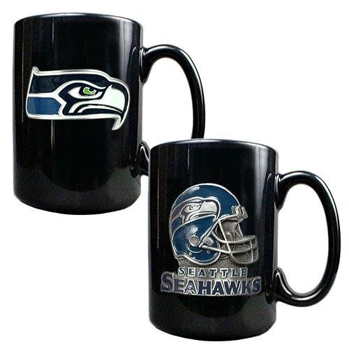 NFL Seattle Seahawks Two Piece Coffee Mug Set- Primary & Helmet Logo ...
