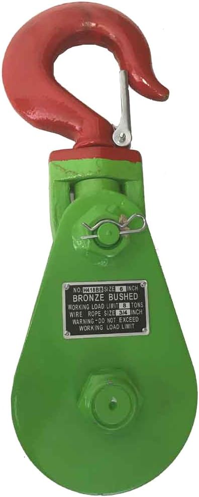 Snatch Block with Hook WLL 8 Ton 6" Sheave 3/4 Inch Wire Rope : Amazon ...