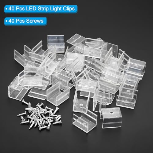 PATIKIL LED Strip Light Clips, 40 Pack Mounting Bracket Fixing Clips ...