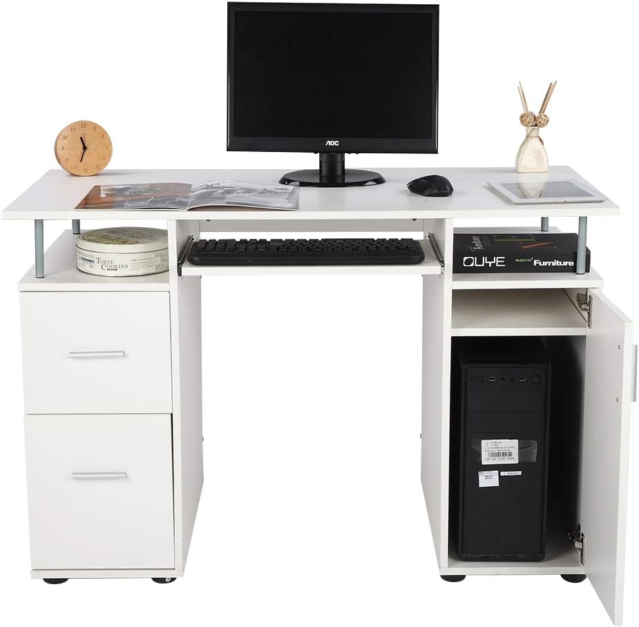 Amazon.com: 115 x 55 x 75cm(L x W x H) Modern Computer Desk Office Desk ...