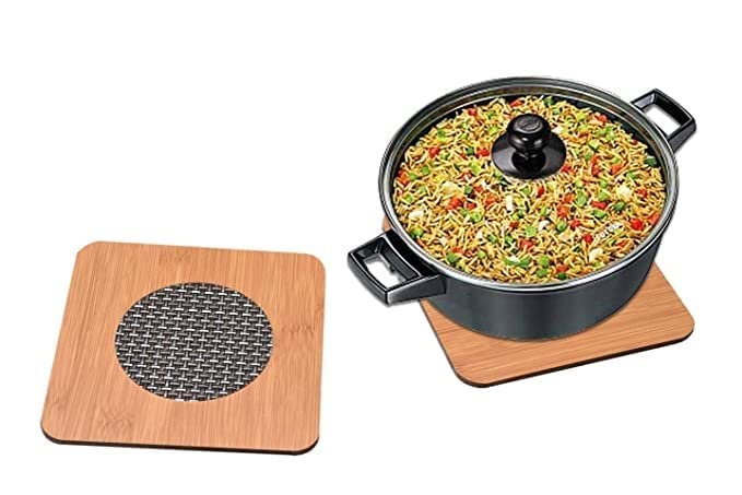 Buy Aatmakama Square Pot MAT (15 cm) Bamboo Wood Coasters or Heat ...