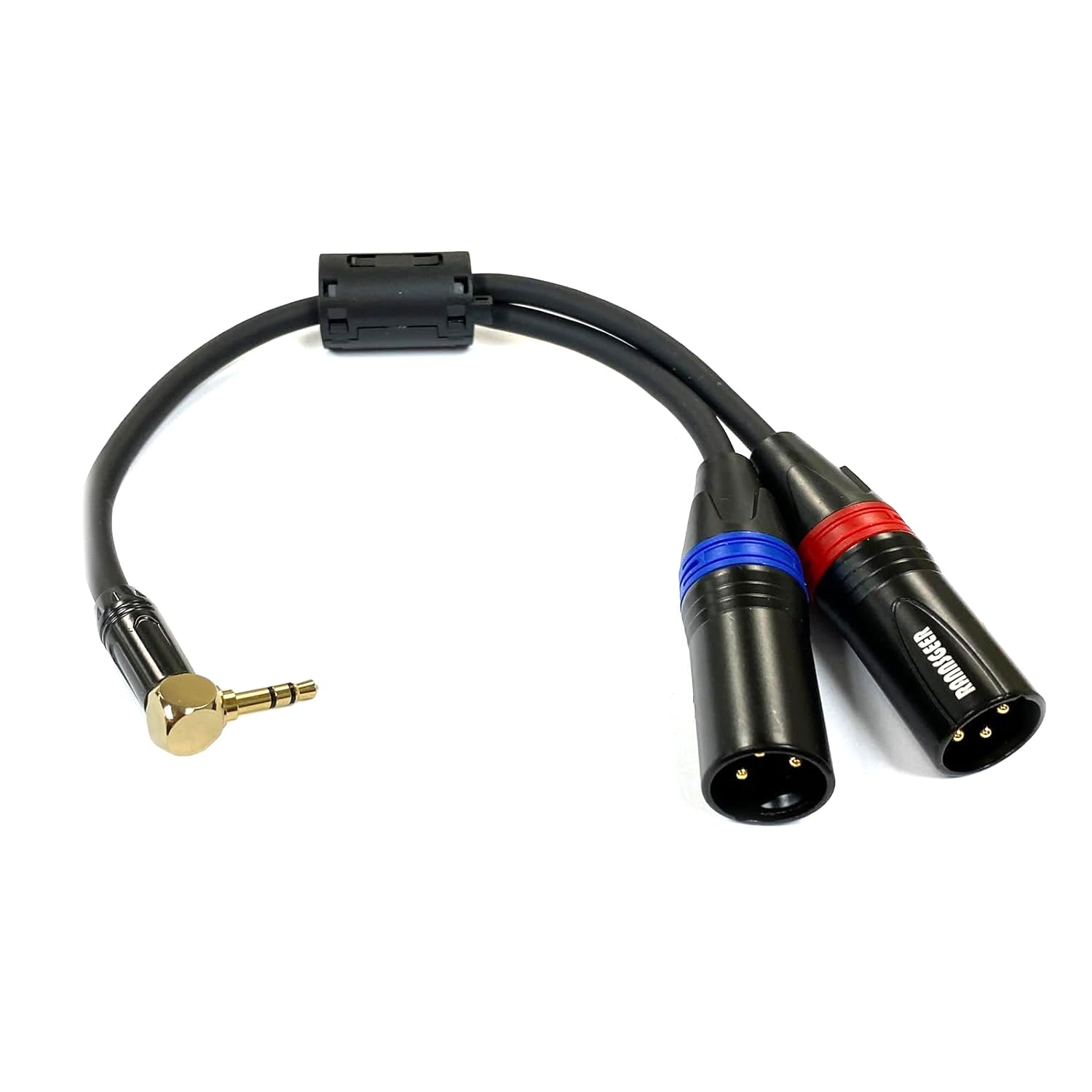 Snapklik.com : Rannsgeer 3.5mm TRS Stereo Right Angle To Dual XLR Male ...