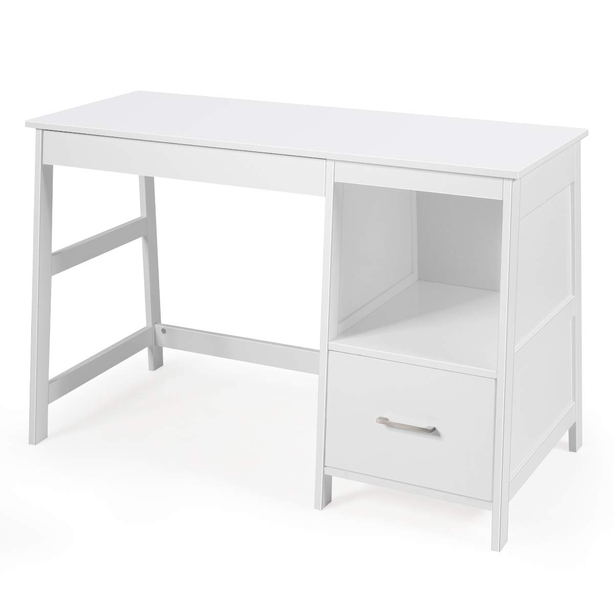 Buy Tangkula White Desk with Drawers, Small Computer Desk Study Writing ...