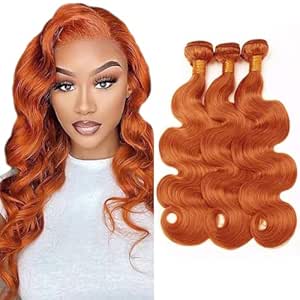 Amazon.com : Color 350 Human Hair Bundles Orange Body Wave Bundles ...