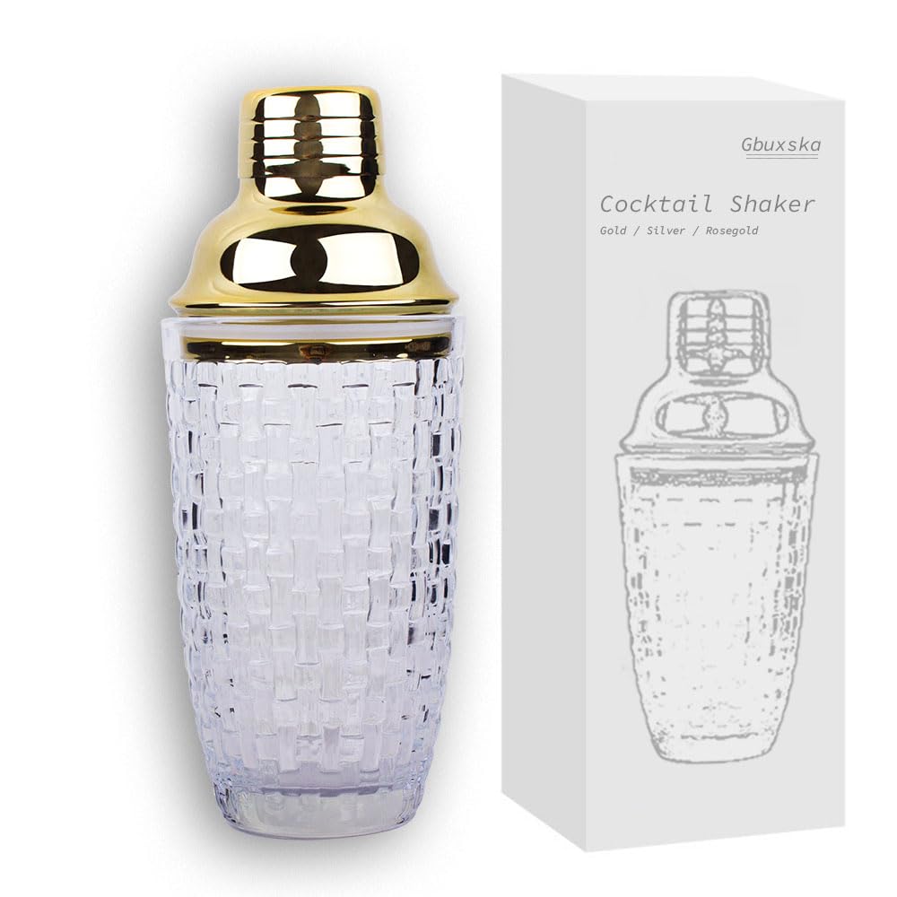 Gbuxska Glass Cocktail Shaker Set - Glass Shaker for Cocktails, Drink ...