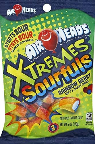 Amazon.com: Airheads Xtremes Sourfuls, Sweetly Sour Candy, Rainbow ...