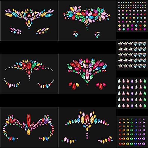Amazon.com : SHINEYES 8 Pcs Gemstone Face Stickers for Music Festival ...