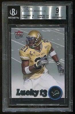 2007 Fleer Ultra #203 Calvin Johnson Lucky 13 RC Rookie BGS 9 Mint ...