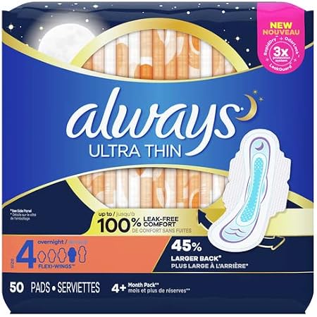 Amazon.com: Always Ultra Thin Feminine Pads with Wings for Women, Size ...