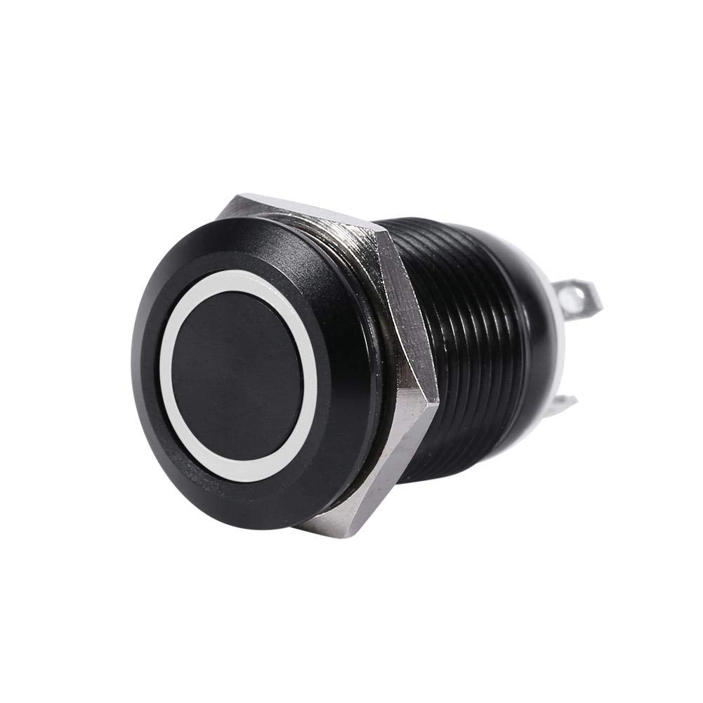 12mm LED Power Push Button Switch, Keenso Waterproof Metal Momentary ...