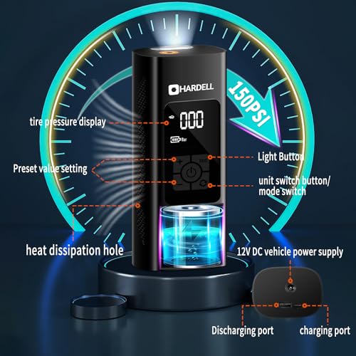 Snapklik.com : HARDELL Cordless Tire Inflator Portable Air Compressor ...