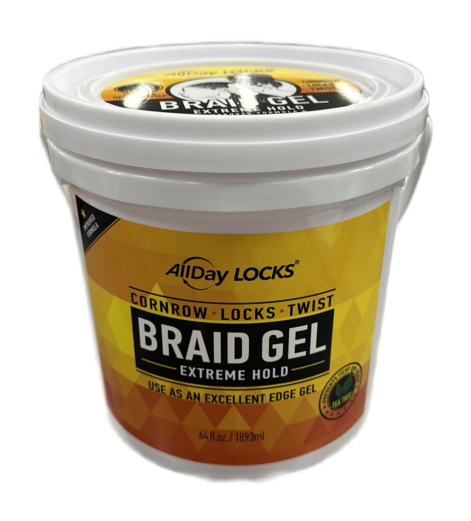 Amazon.com : AllDay LOCKS Braid Gel Extreme Hold and Edge Gel 64oz Tub ...