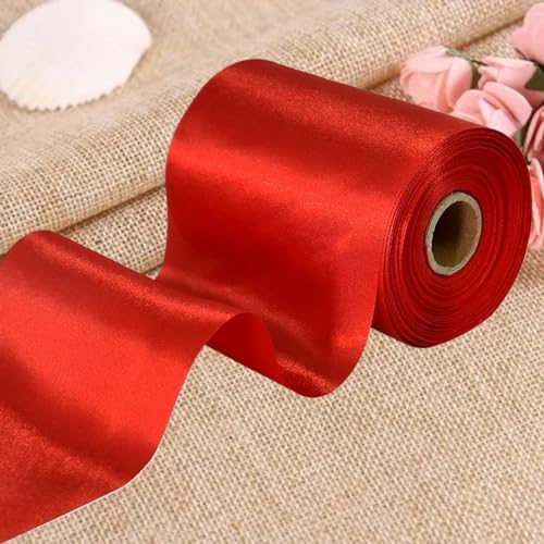 Amazon.com: 4 Inch x 22Yards Wide White Satin Ribbon Solid Fabric Large ...