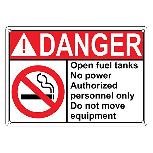 Amazon.com: Weatherproof Plastic ANSI Danger Open Fuel Tanks No Power ...