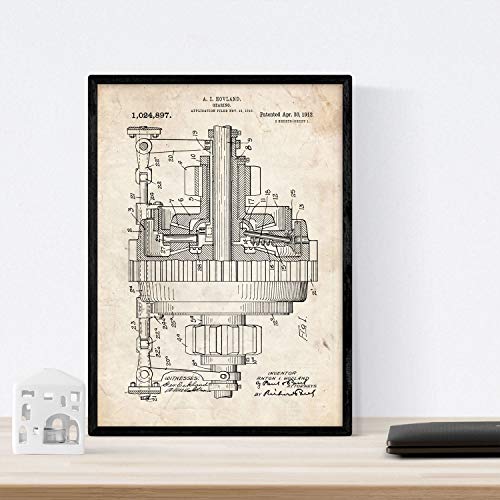 Nacnic Poster Gear patent. Sheet with old design patent in A3 size and ...