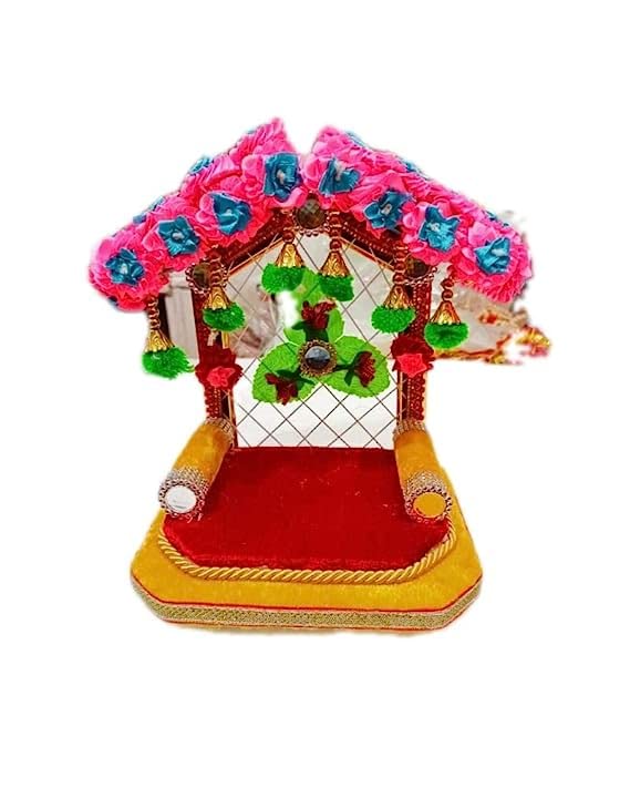 Buy Radha Krishna Mart Wooden Phool Bangla Temple/Wooden jhula for god ...