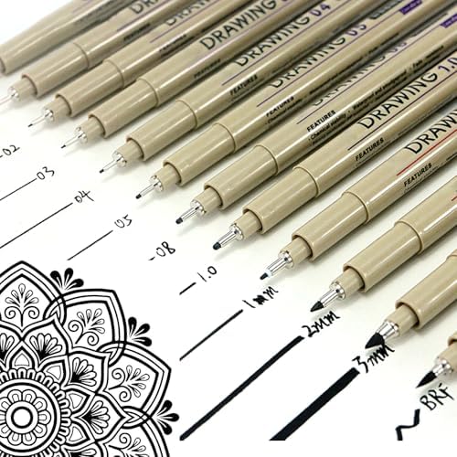 Amazon.com : SAKEYR 16 Black Micro Drawing Fineliner Art Pens for ...