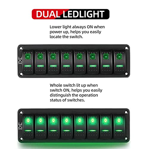 Snapklik.com : Green 8 Gang Rocker Switch Aluminum Panel Toggle Dash ON ...